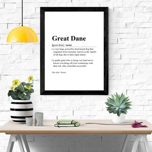 Great Dane Definition Print INSTANT DOWNLOAD Wall Art Print Word ...