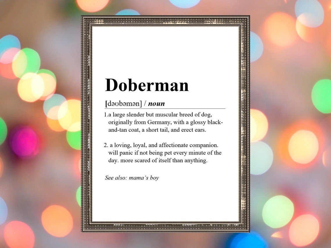 Doberman Definition Print | INSTANT DOWNLOAD | Wall Art Print | Word ...