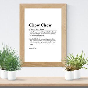 Chow Chow Definition Print | INSTANT DOWNLOAD | Wall Art Print | Word ...