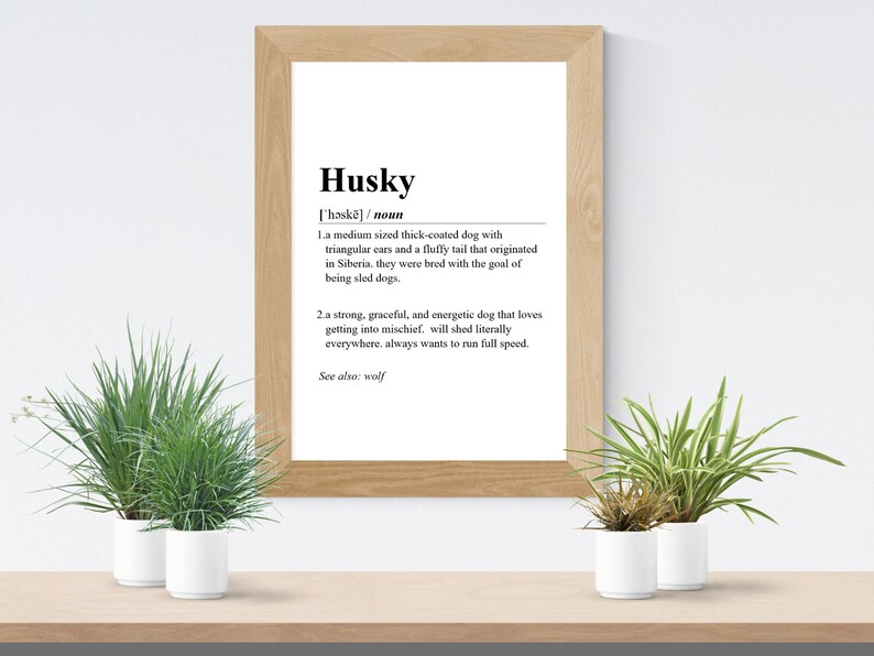 Husky Definition Print | INSTANT DOWNLOAD | Wall Art Print | Word ...