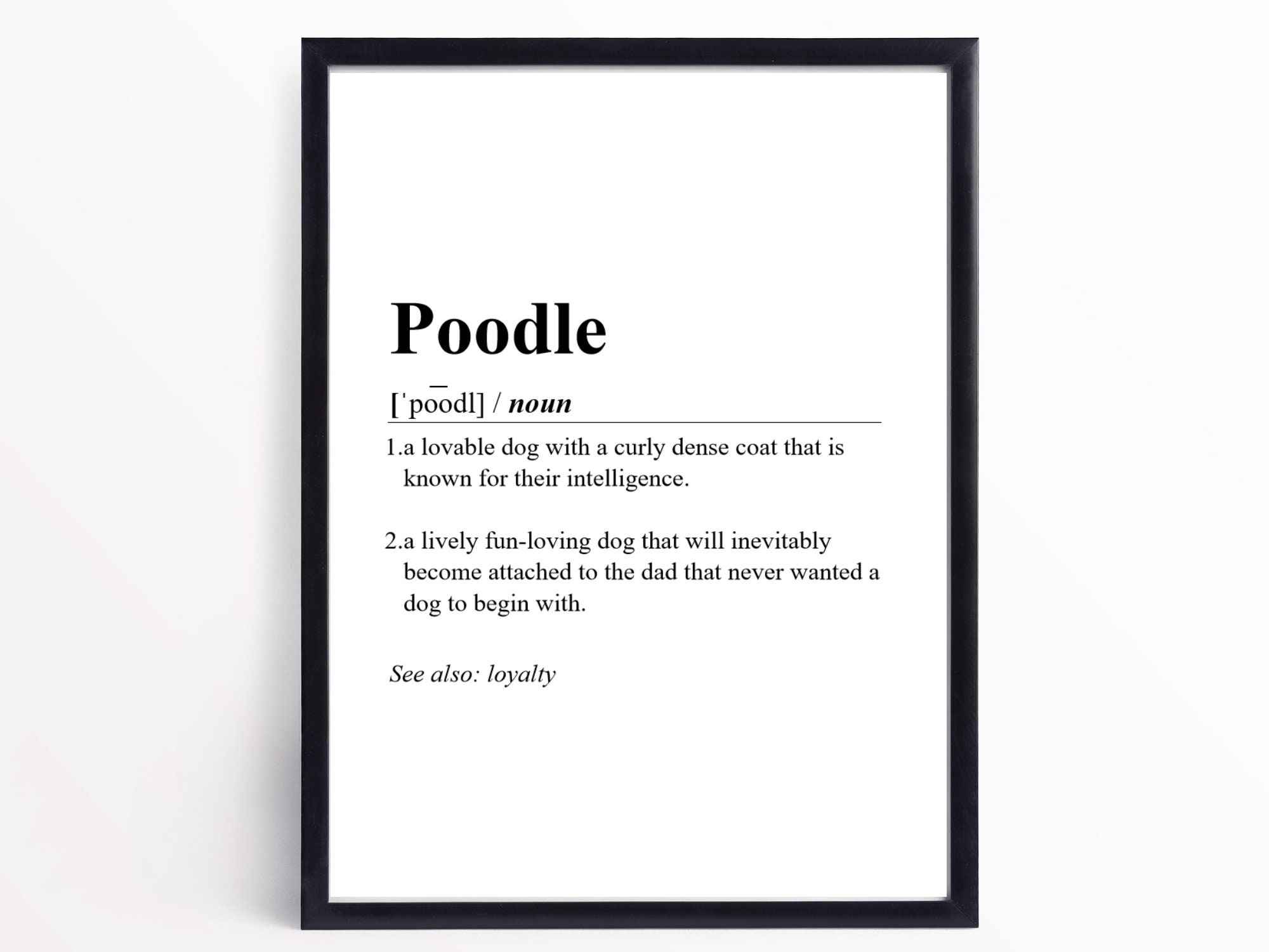 Poodle Definition Print | INSTANT DOWNLOAD | Wall Art Print | Word ...