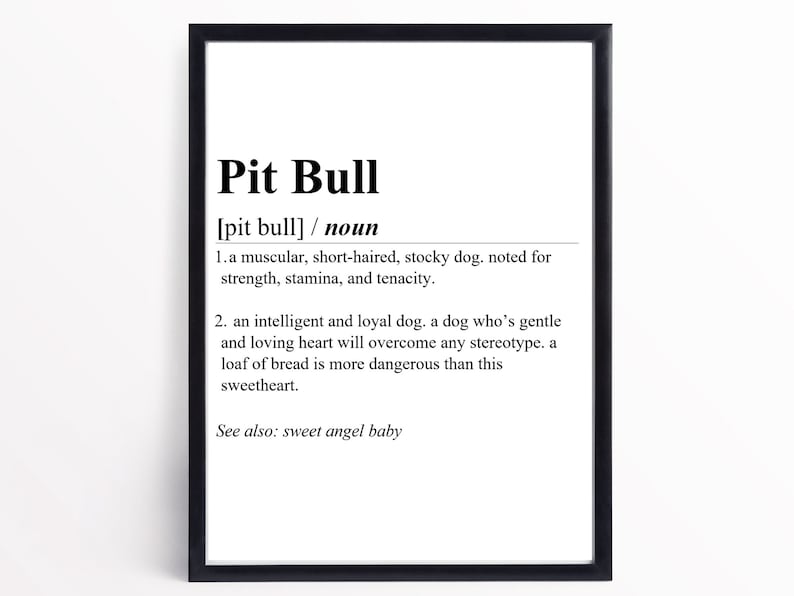 Pit Bull Definition Print | INSTANT DOWNLOAD | Wall Art Print | Word ...