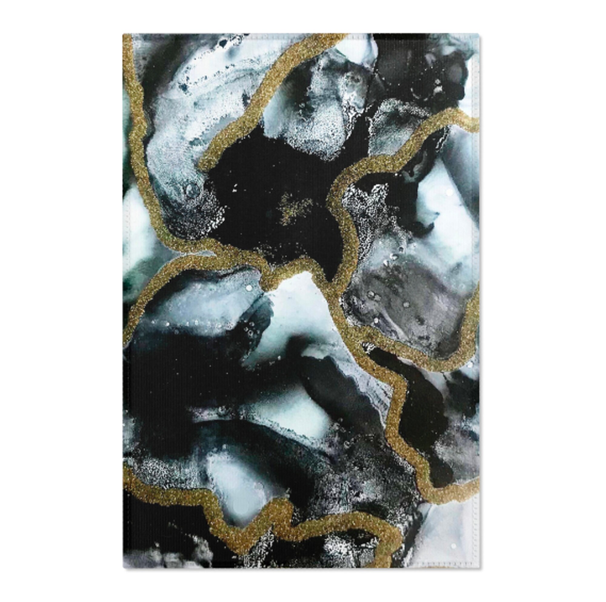 Black, White, and Gold Area Rug - Etsy