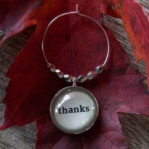 Thankful Wine Charms, Silver and Glass, Set of Six, Premium Gift Box ...
