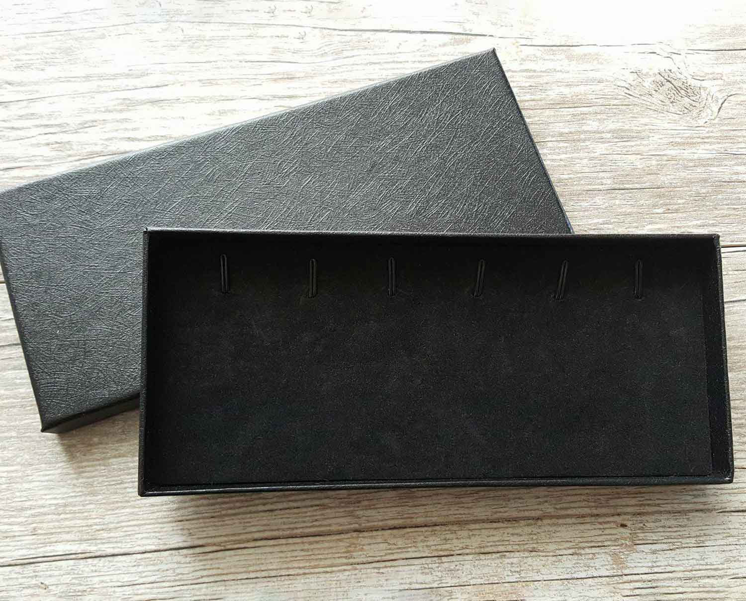 Wine Charm Gift Box Display, Elegant Black Exterior With Black Velvet ...