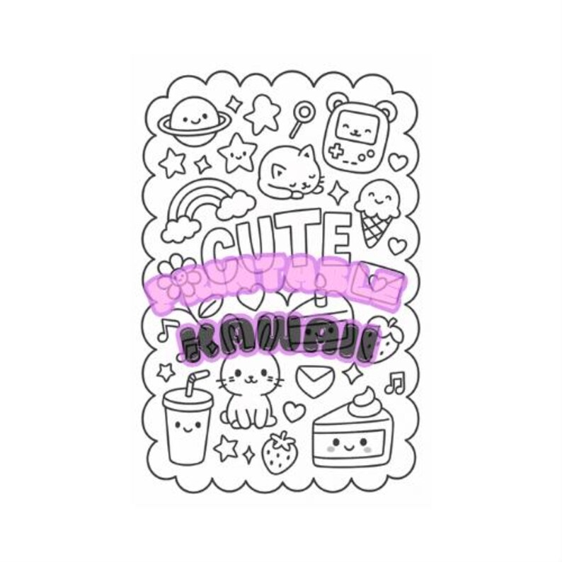 Kawaii Cute Coloring Page for Teens – Printable PDF – Fun Doodles ...