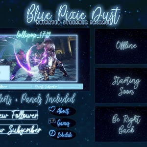 Animated Blue Neon Pixie Dust Stream Overlay | Twitch Streamer | Teal ...