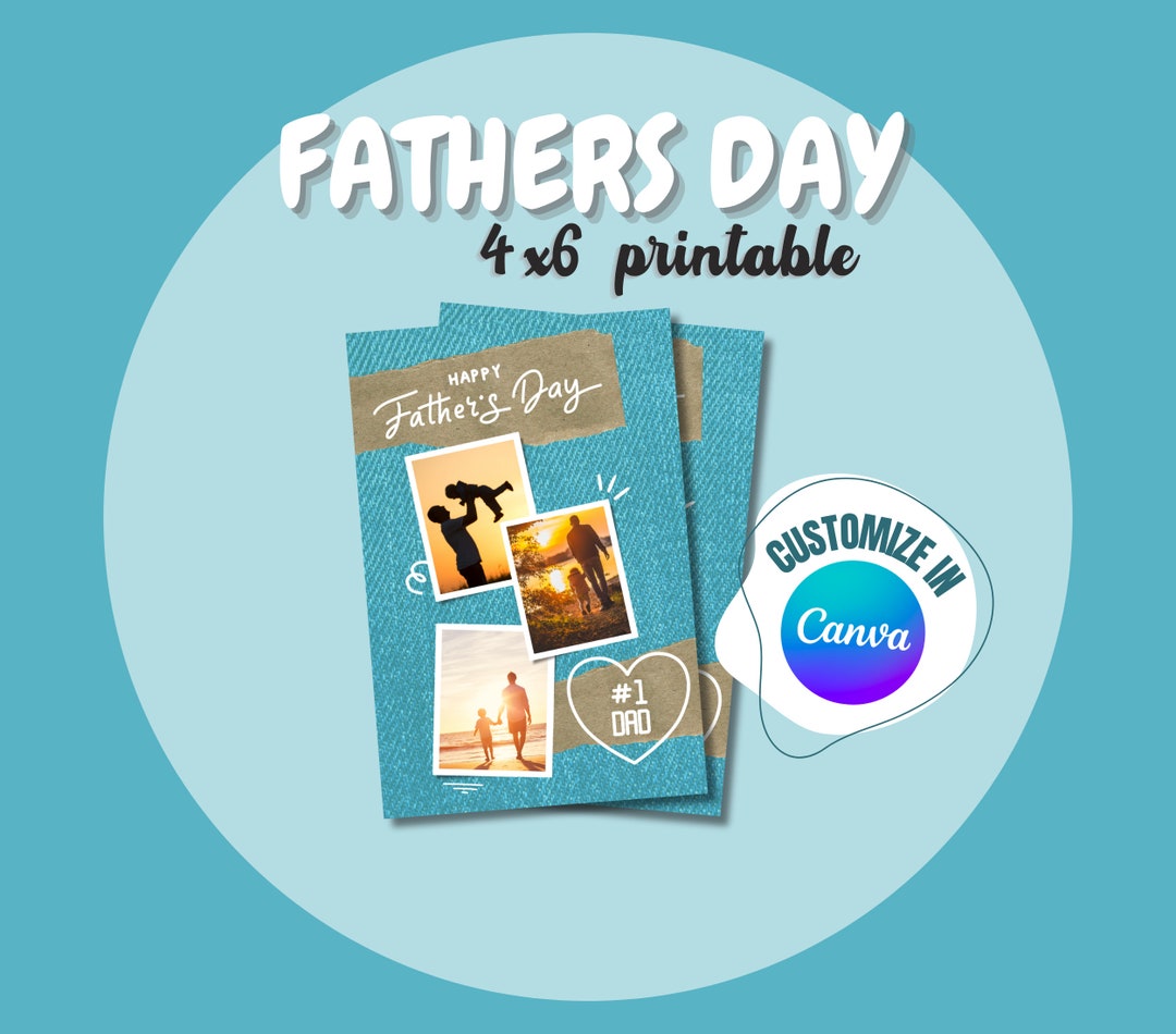 Fathers Day 4x6 Printable Card Edit on Canva Fathers Day Collage DIY ...