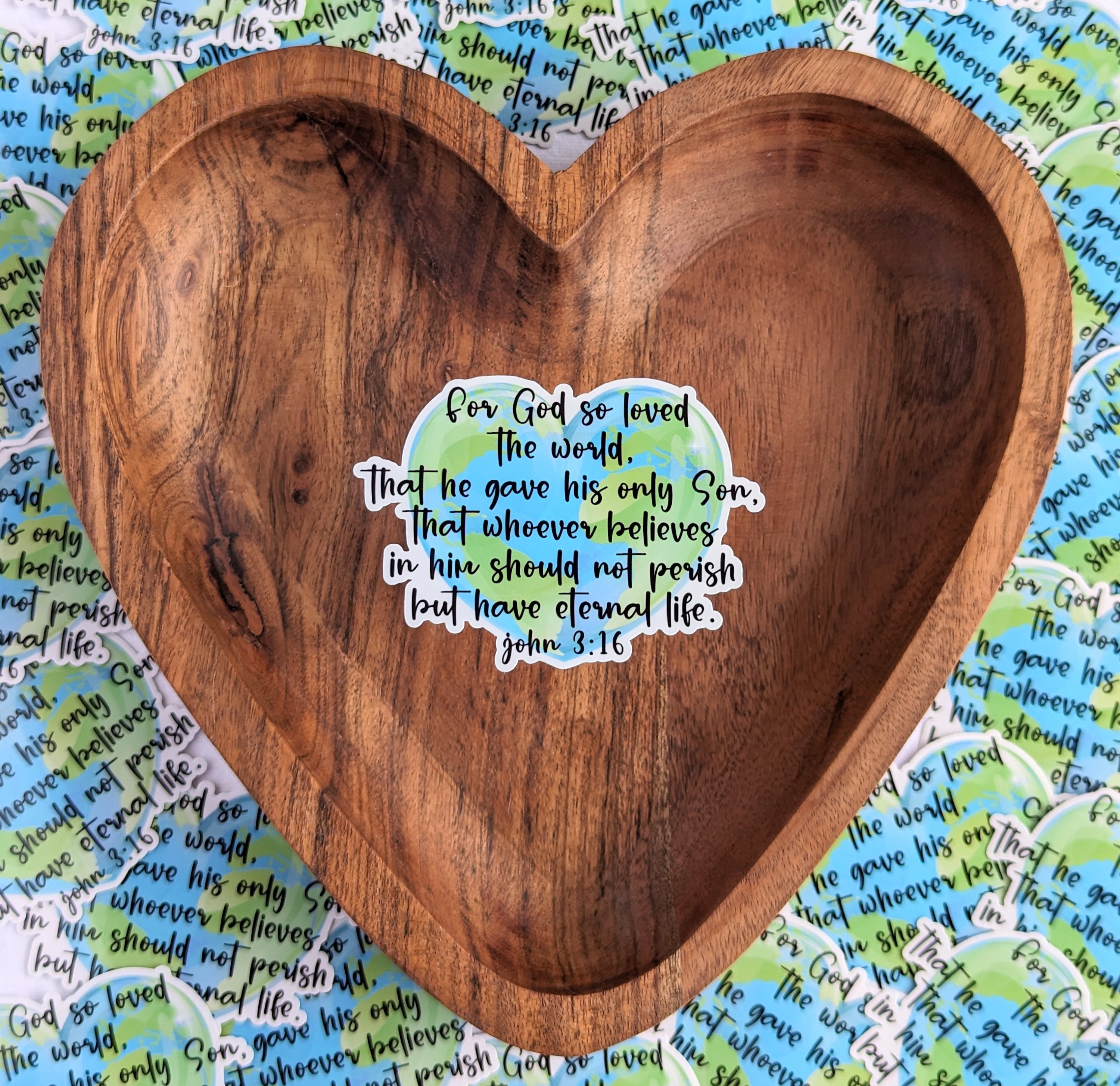 John 3:16 for God so Loved the World, Heart Shaped Globe, Bible Verse ...