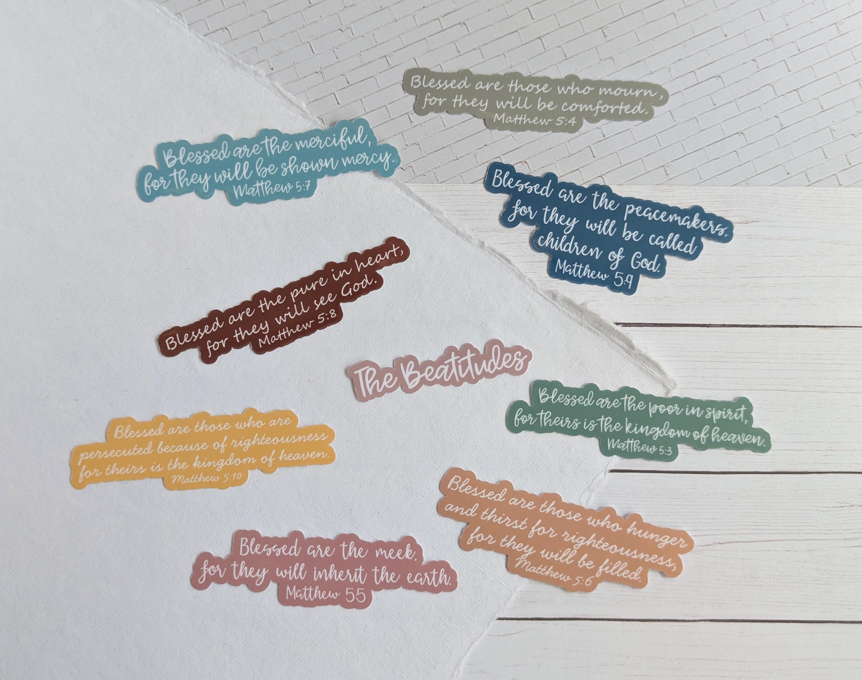 Christian Sticker Pack, the Beatitudes, Matthew 5:3-10, Colorful Set of ...