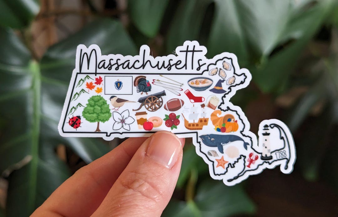 State of Massachusetts Sticker, the Bay State, Souvenir Sticker - Etsy