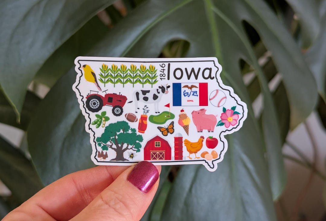 State of Iowa Sticker, Hawkeye State, Souvenir Sticker - Etsy