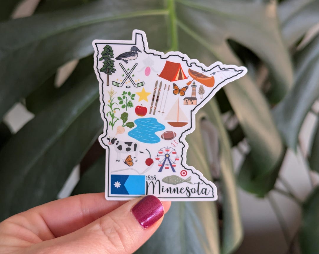 Minnesota Sticker, North Star State, Land of 10,000 Lakes, MN Landmark ...