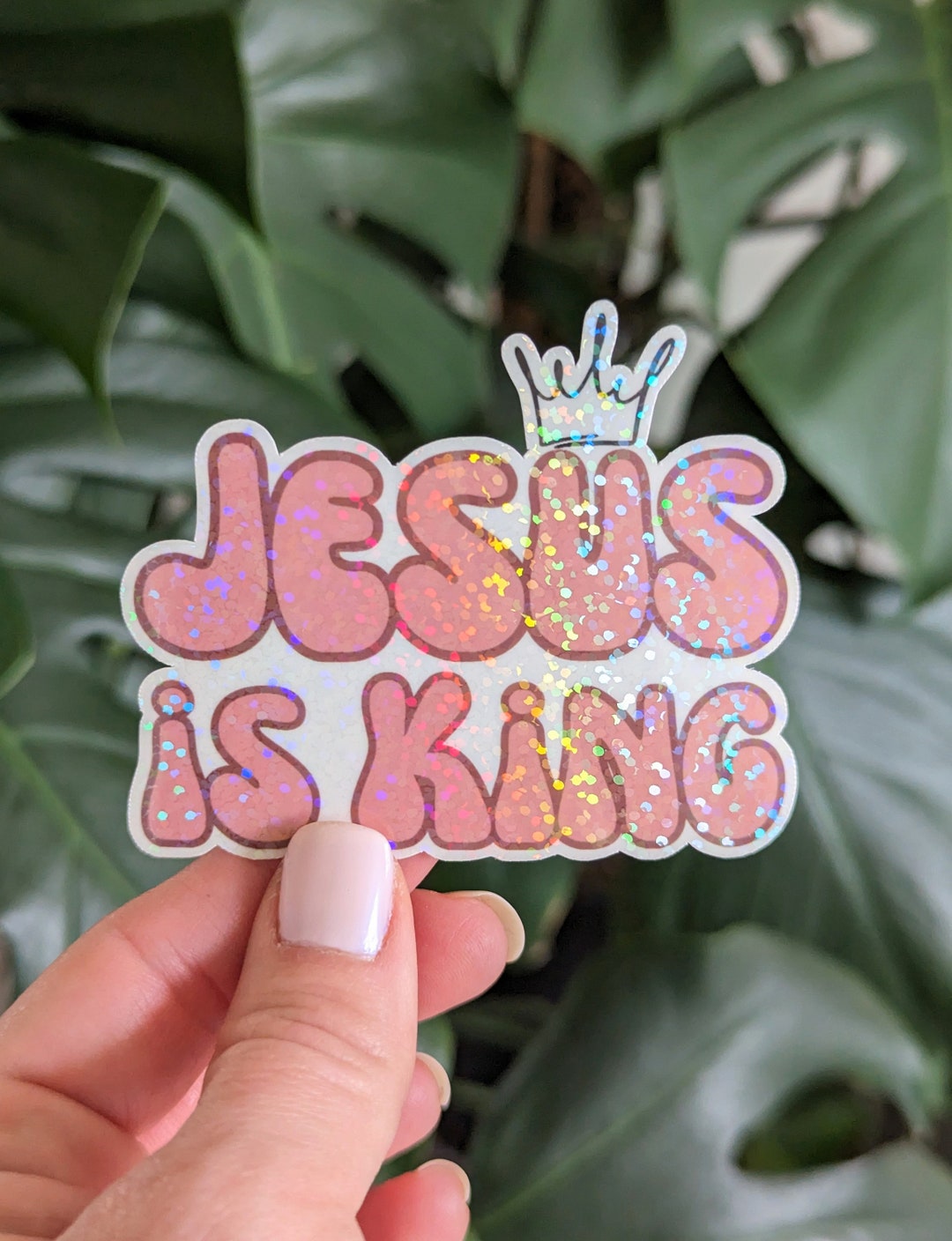 Holographic Jesus is King Sticker, Christian Faith Sticker - Etsy