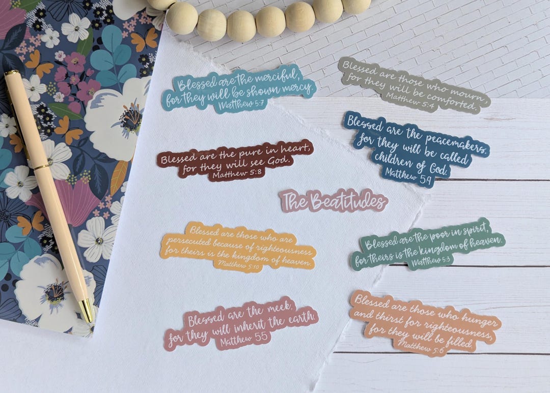 Christian Sticker Pack, the Beatitudes, Matthew 5:3-10, Colorful Set of ...