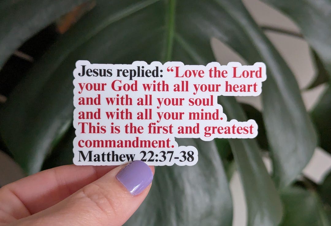 Bible Verse Sticker, Love the Lord Your God, Matthew 22:37-38 Red ...