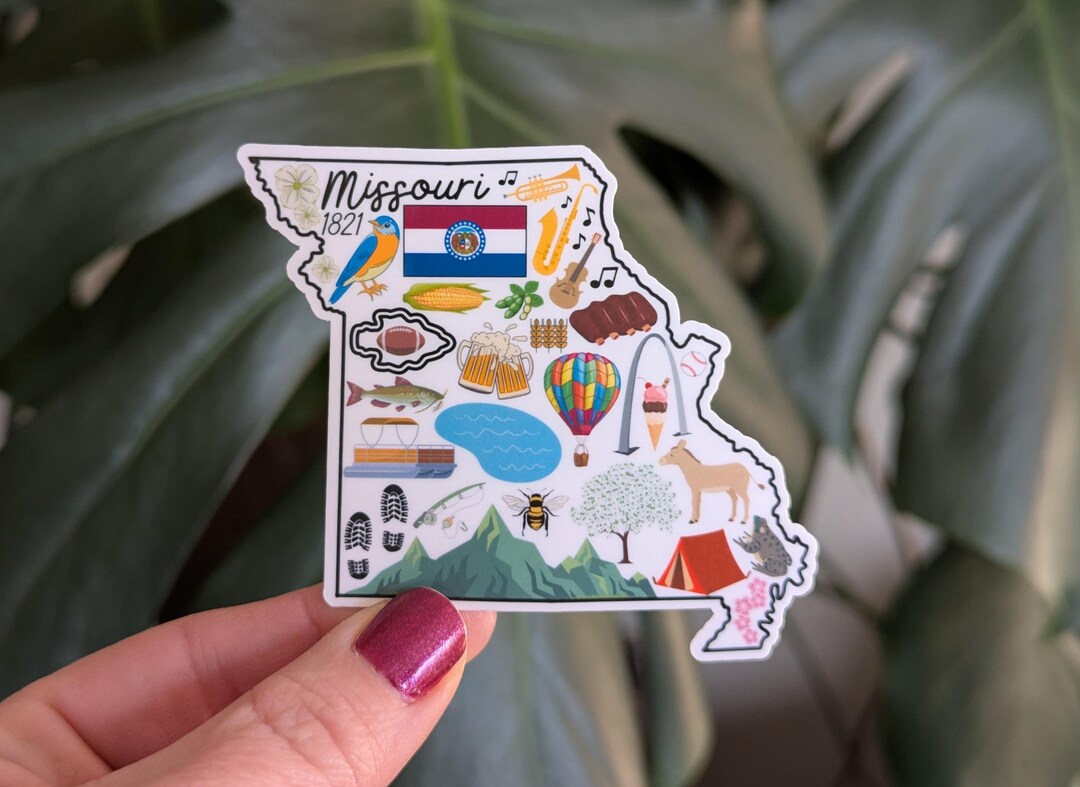 Missouri Sticker, the Show Me State, MO Landmark Icons, State Pride ...