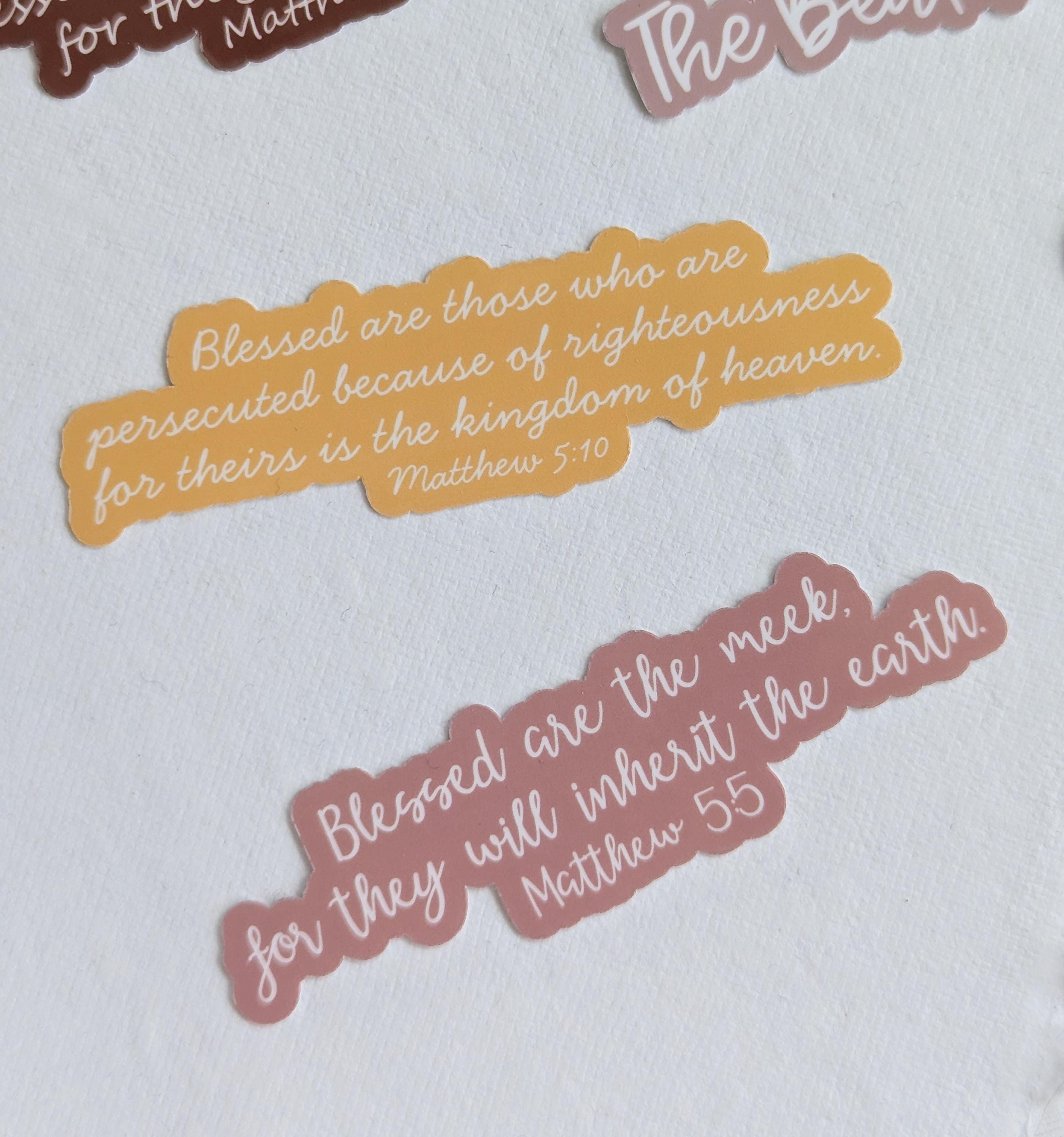 Christian Sticker Pack, the Beatitudes, Matthew 5:3-10, Colorful Set of ...