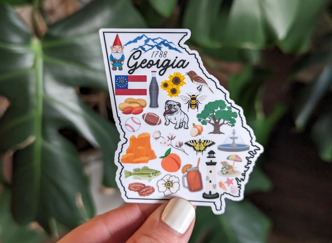 State of Georgia Sticker, the Peach State, Souvenir Sticker - Etsy