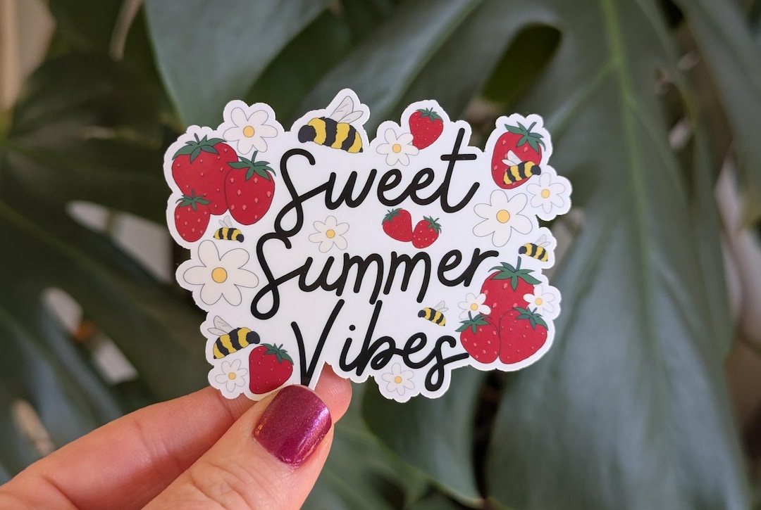 Sweet Summer Vibes Sticker, Strawberries Flowers Bees Illustrations - Etsy