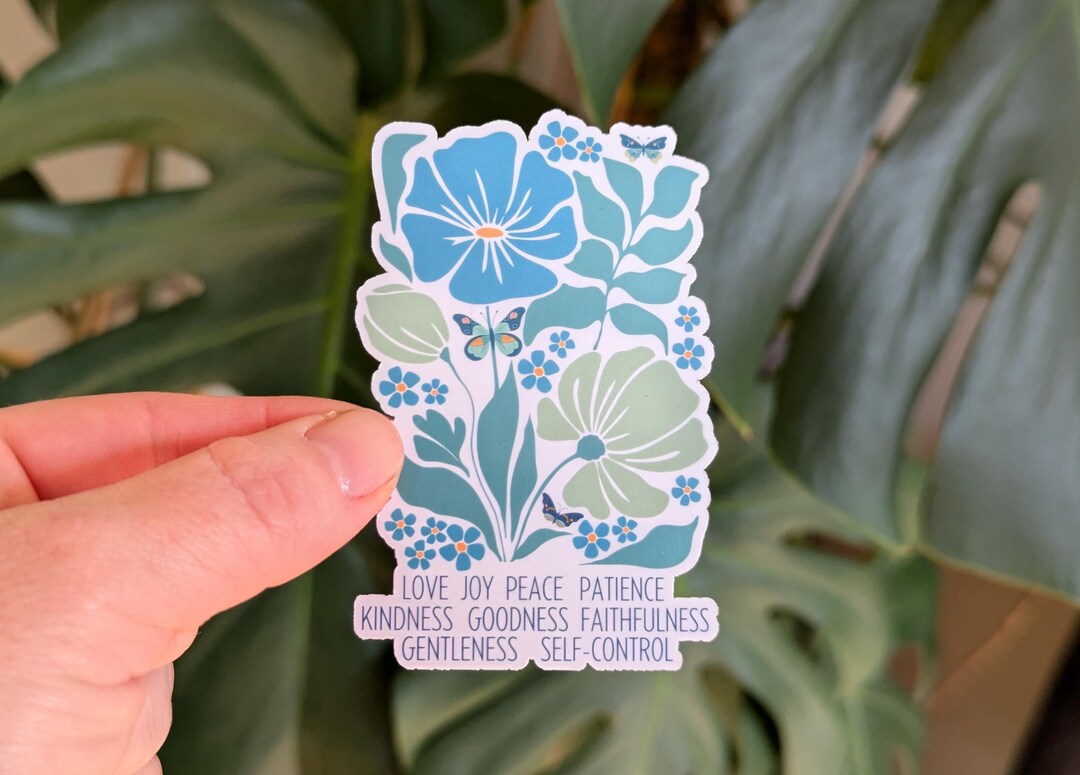 Fruits of the Spirit, Galatians 5:22, Retro Floral Bible Verse Sticker ...