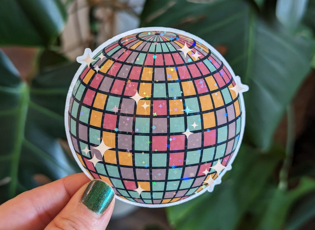Holographic Boho Disco Ball Sticker, 3 In, Groovy Retro - Etsy