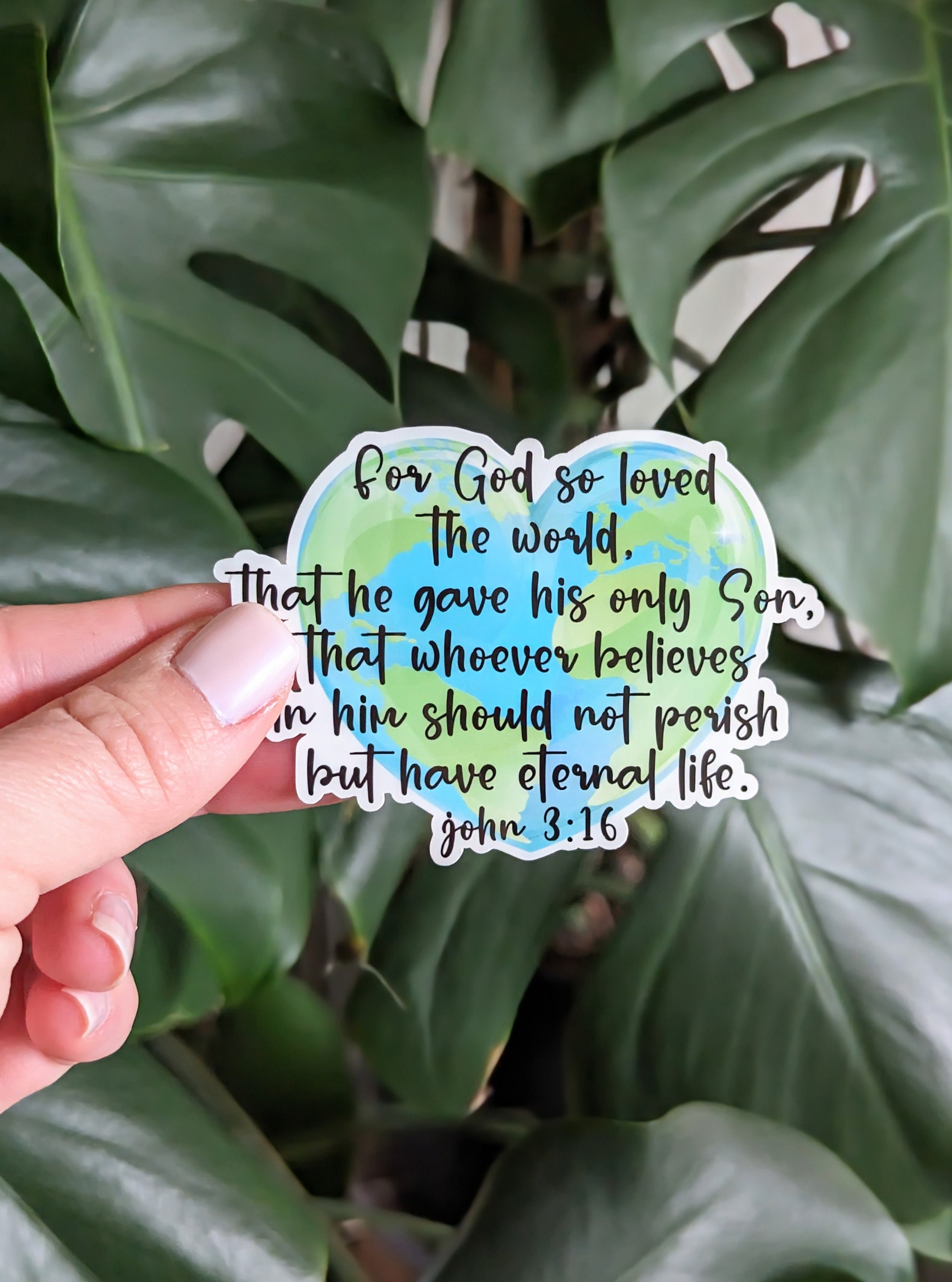 John 3:16 for God so Loved the World, Heart Shaped Globe, Bible Verse ...