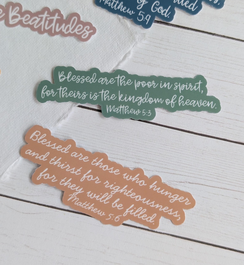 Christian Sticker Pack, the Beatitudes, Matthew 5:3-10, Colorful Set of ...