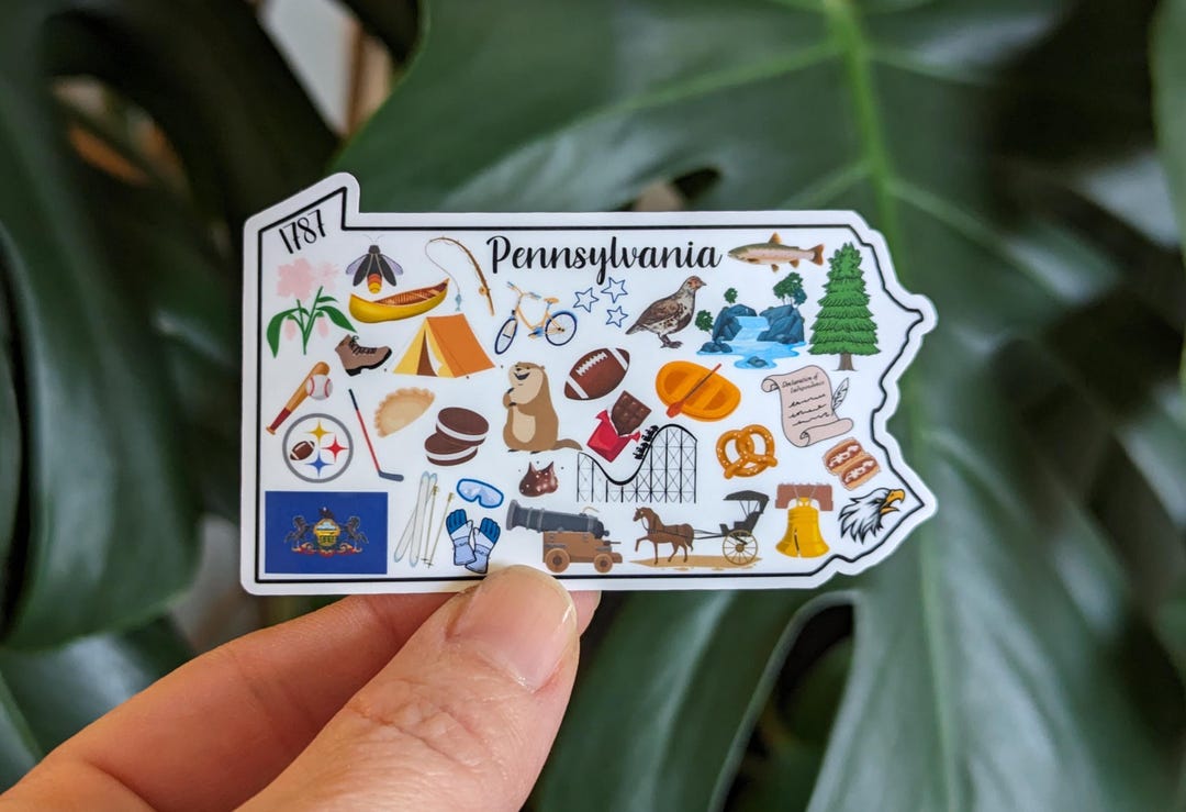 Pennsylvania Sticker, the Keystone State, PA Landmark Icons, State ...