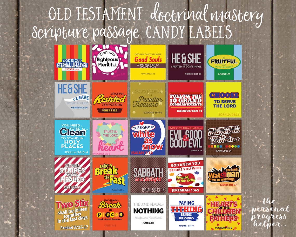 Seminary Old Testament Doctrinal Mastery Scripture Passage Candy Label ...
