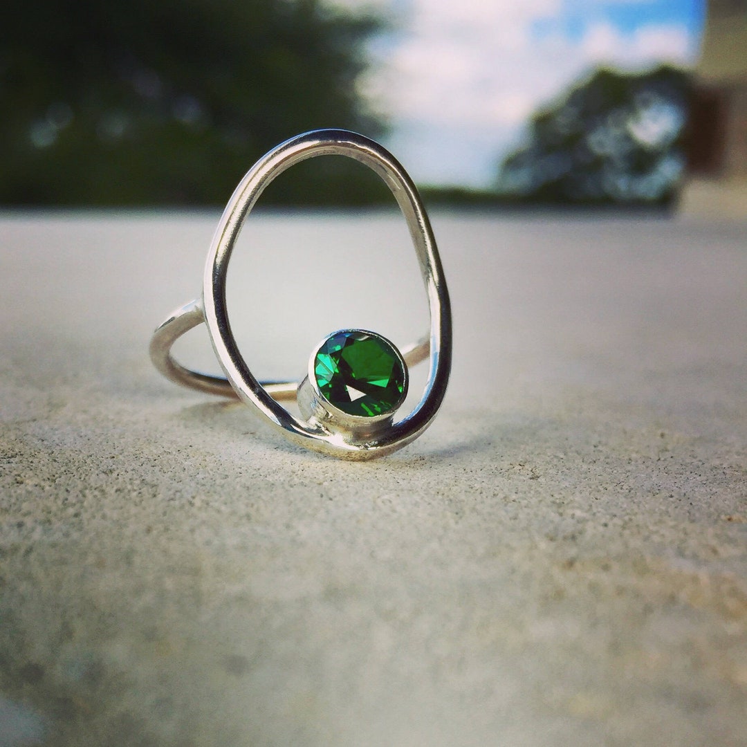 Circle Ring, With Gemstone - Etsy