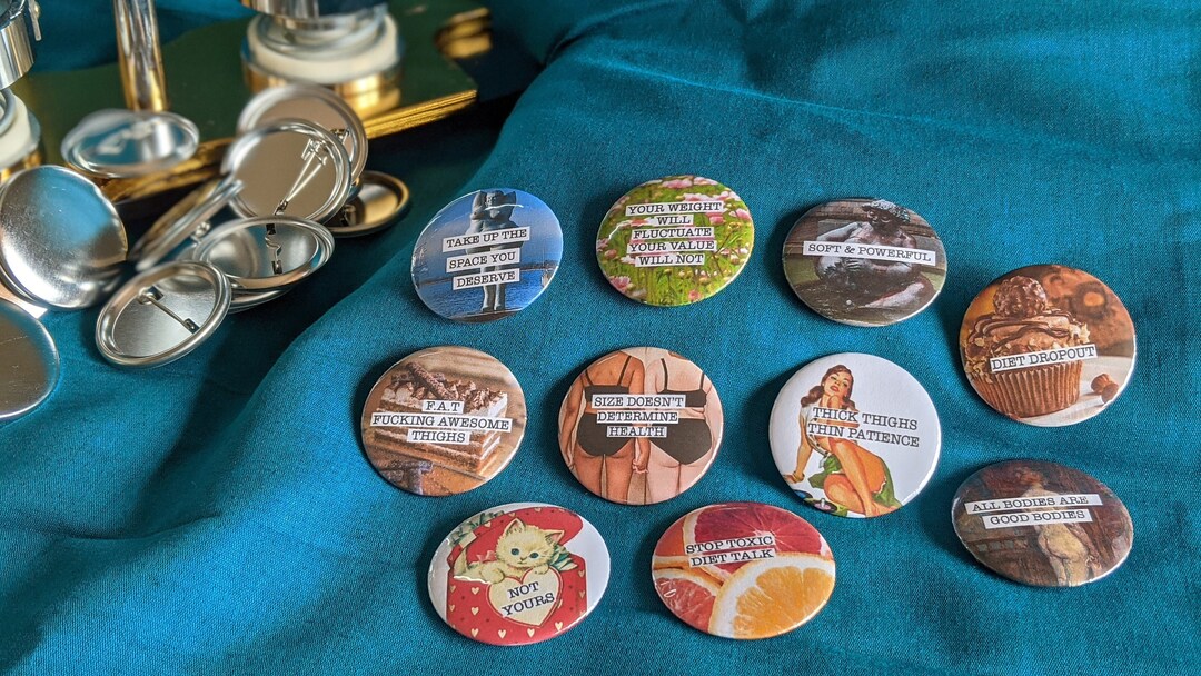 44mm Body Positivity Button Badges handmade flowers plant positive ...