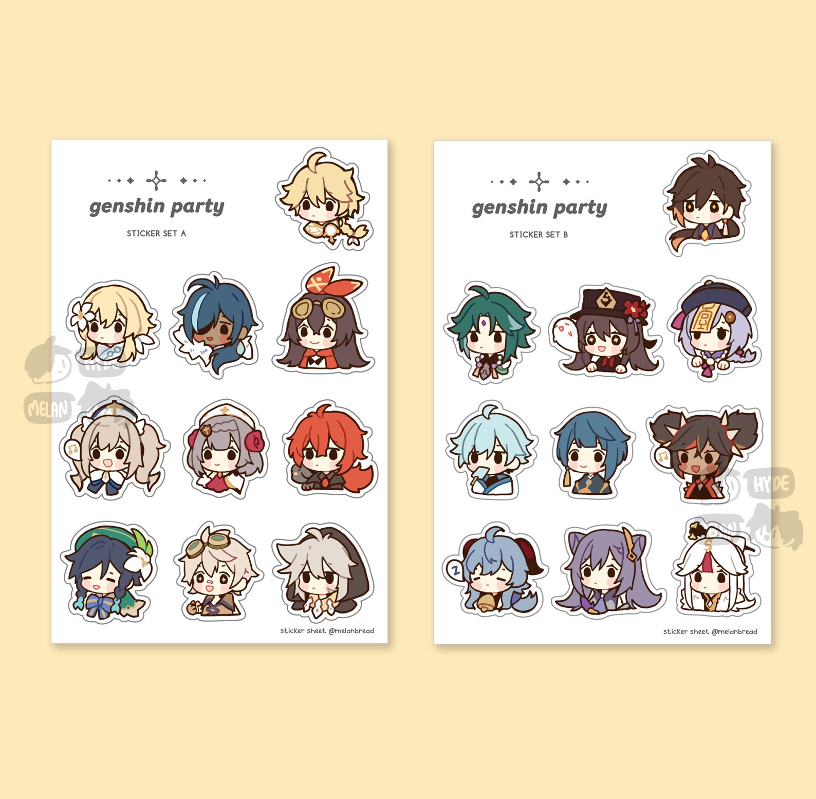 Genshin Party Chibis Vinyl Sticker Sheets - Etsy