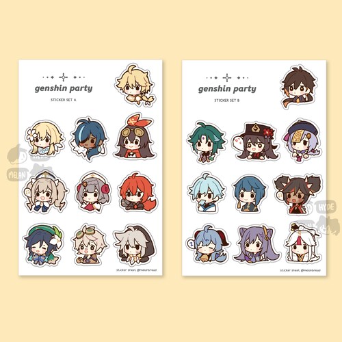 Genshin Party Chibis Vinyl Sticker Sheets - Etsy