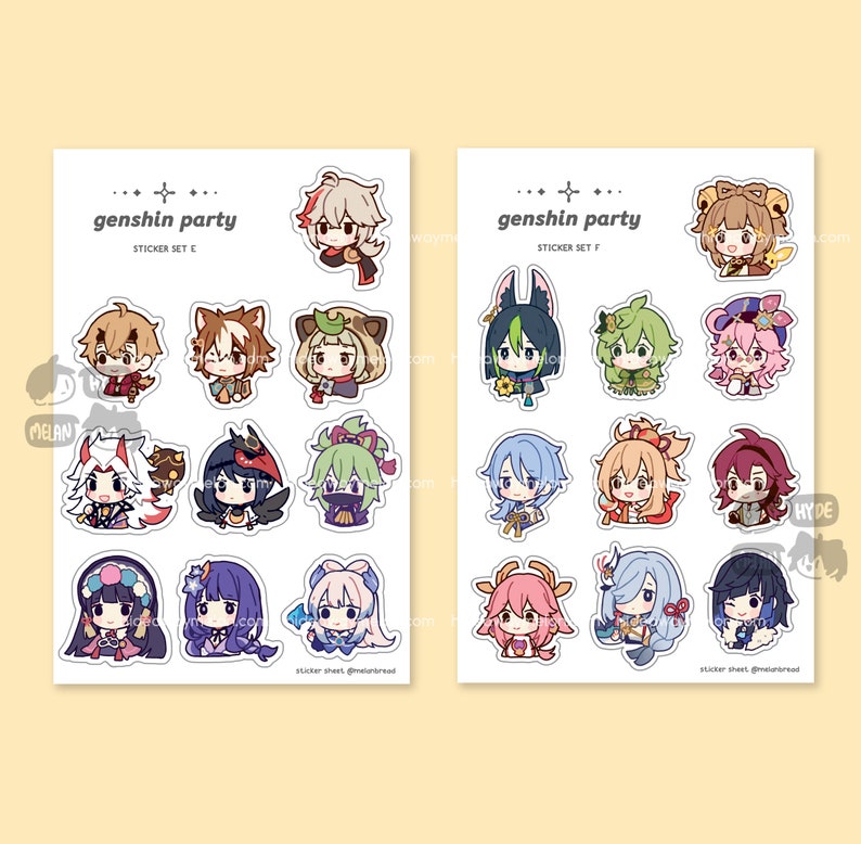 Genshin Party Chibis Vinyl Sticker Sheets - Etsy