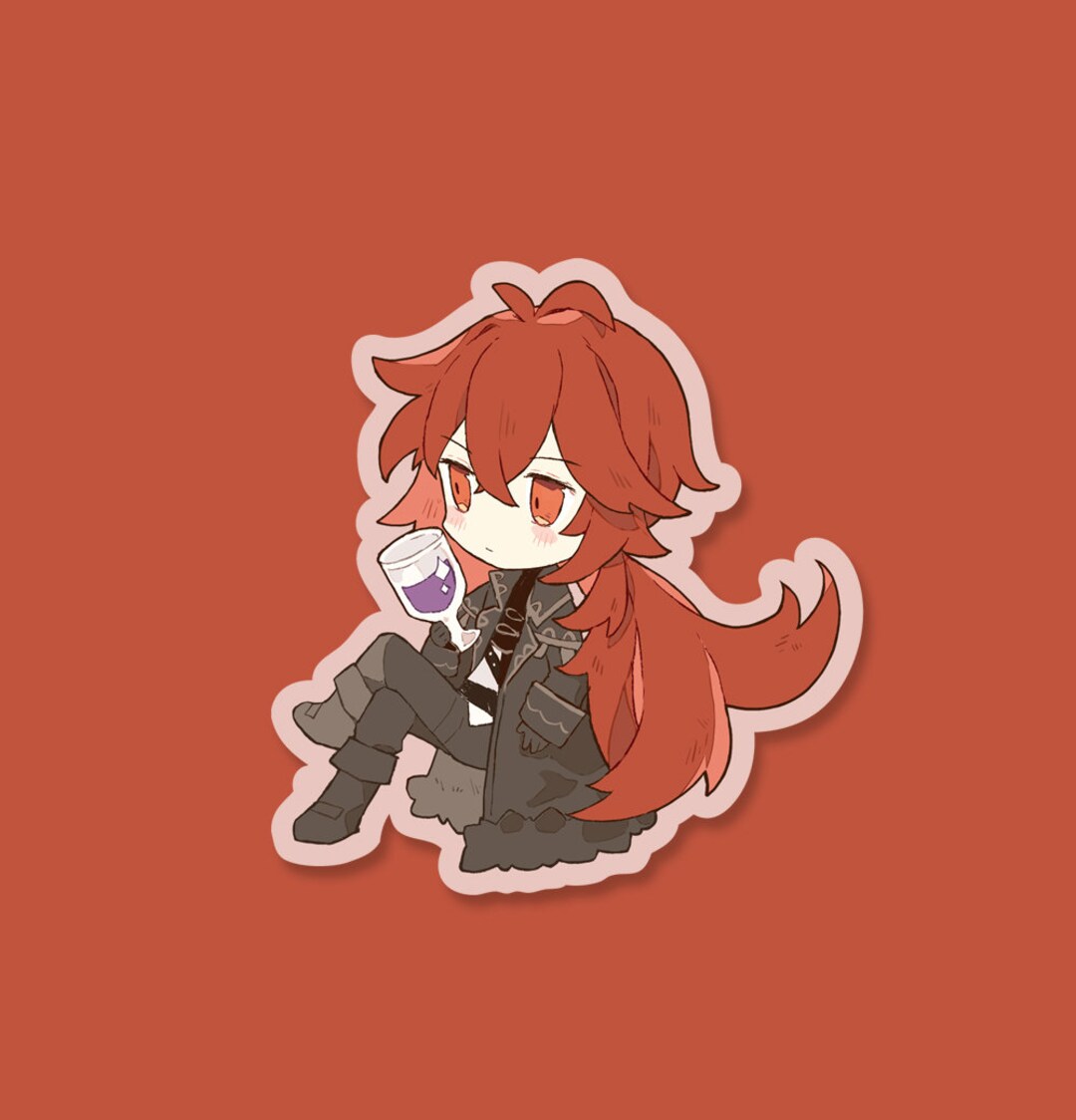 Diluc (genshin Impact) - High Quality Vinyl Sticker - Etsy