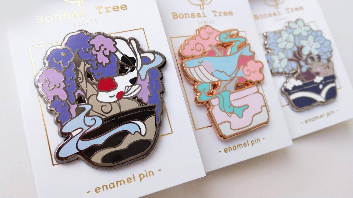 Animal Bonsai Tree Pins - Large Hard Enamel Pin - Etsy