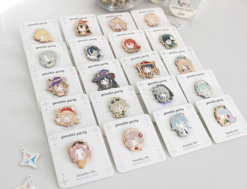 GACHA Genshin Party Chibis Hard Enamel Pins SET A - Etsy