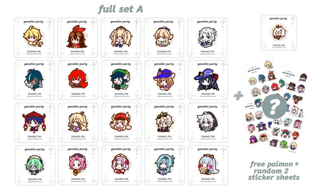 GACHA Genshin Party Chibis Hard Enamel Pins SET A - Etsy