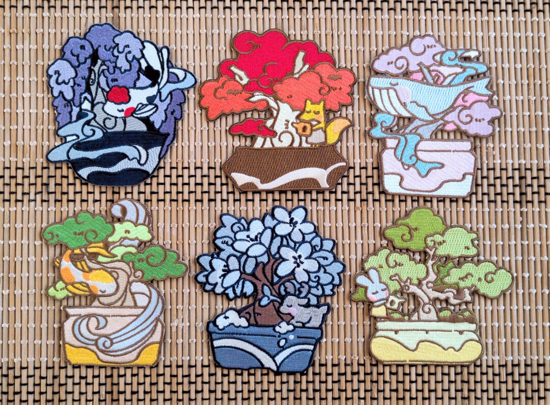 Bonsai Tree Embroidered Patch (set of 6) - Etsy