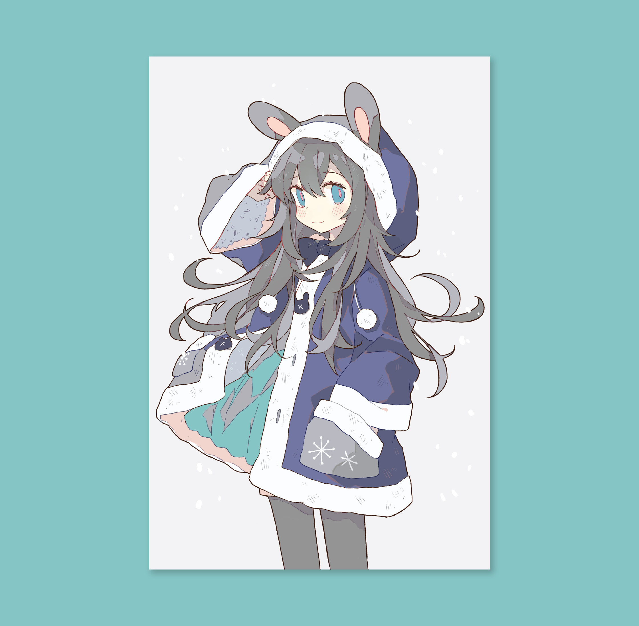 Winter Snow Bunny 4x6 Mini Print - Etsy