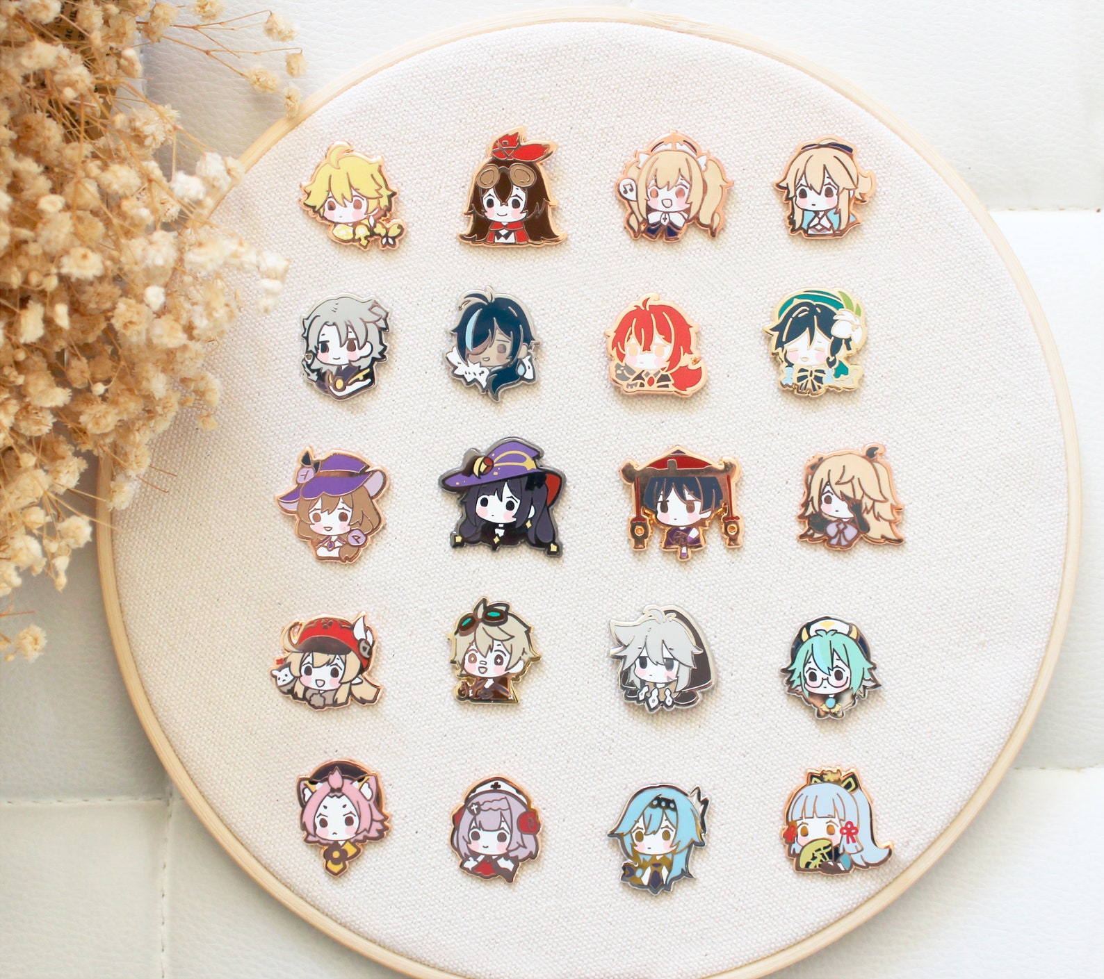 GACHA Genshin Party Chibis Hard Enamel Pins SET A - Etsy