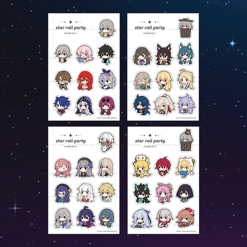 Honkai Star Rail Party Chibis - Vinyl Sticker Sheets - Etsy