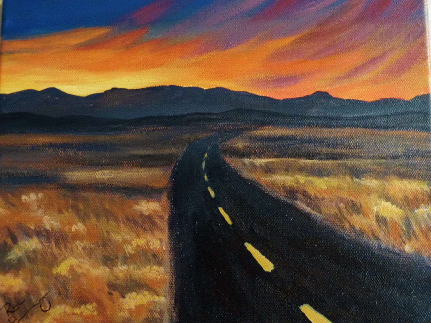 Desert Road Into the Sunset - Original Acrylic Painting - Etsy