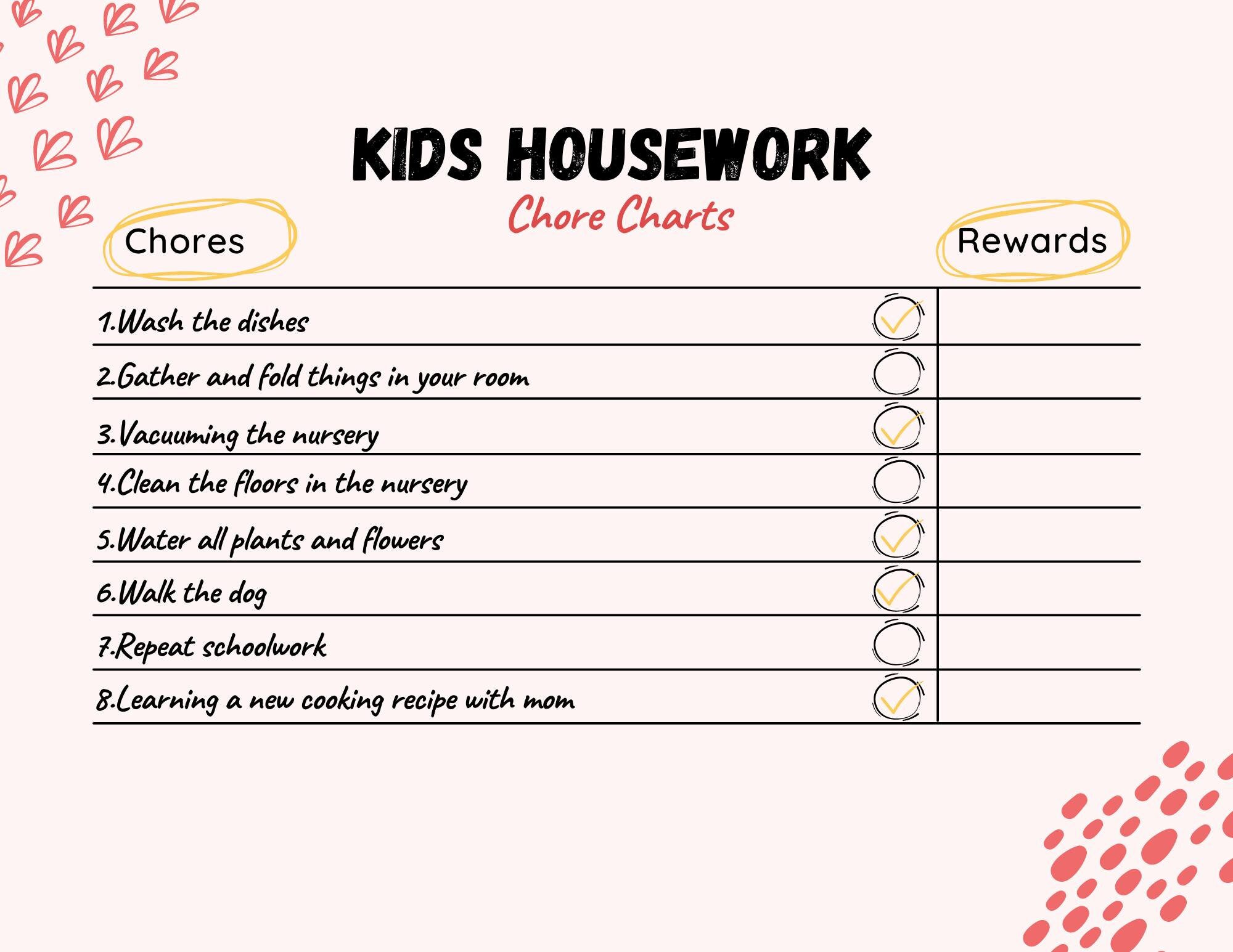 CUSTOM CHORE CHARTS Digital Downloads - Etsy