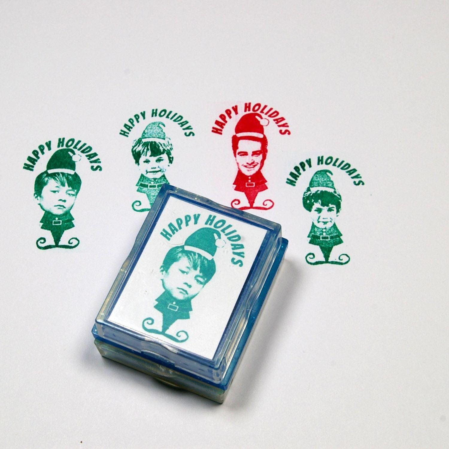 Personalized Rubber Stamp, Card ELF Holiday Design, Self-inking Holiday ...