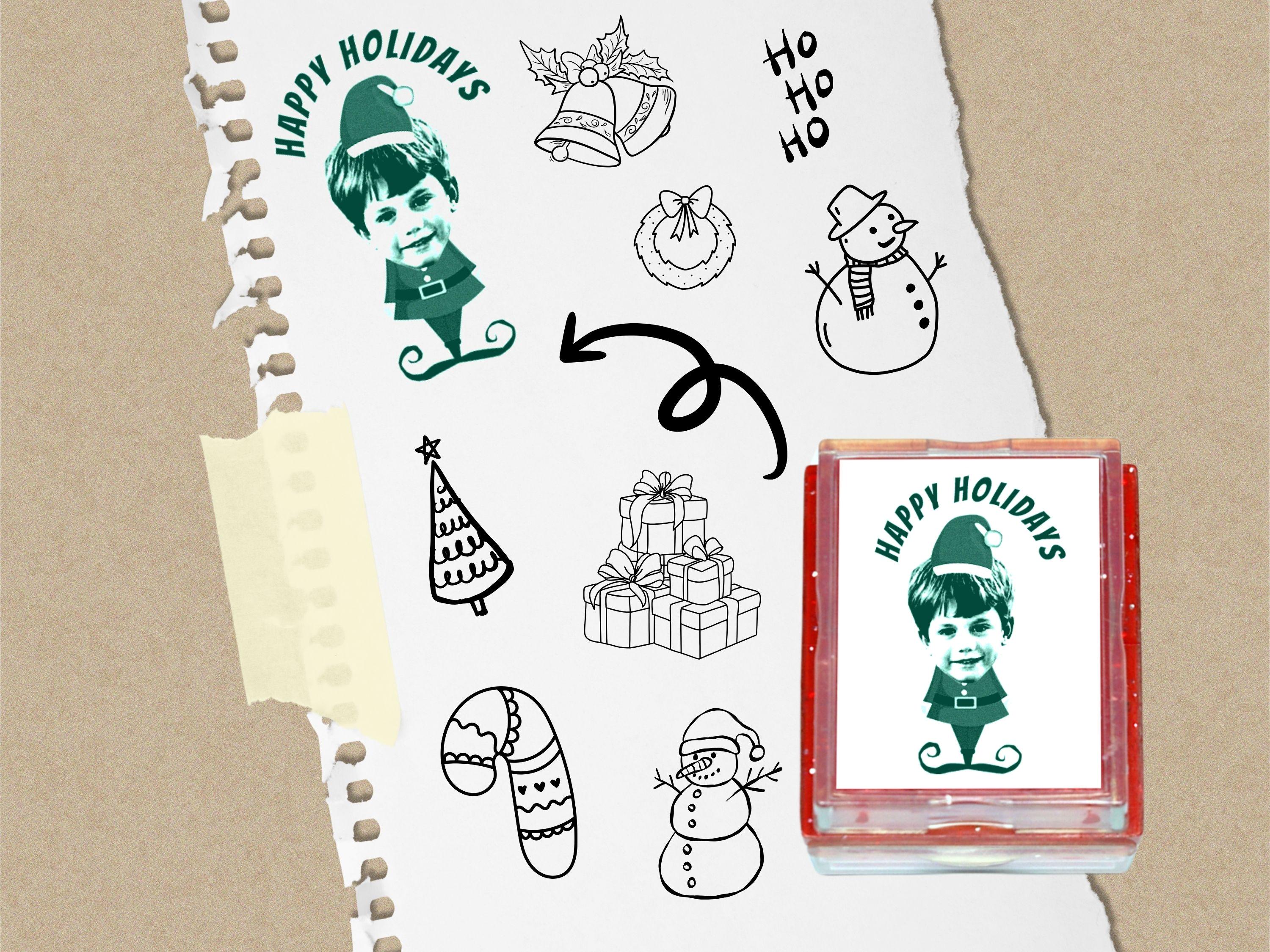 Personalized Rubber Stamp, Card ELF Holiday Design, Holiday Stamps ...