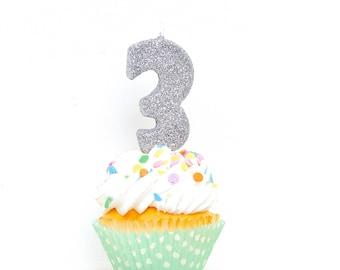 3 Number 2 Candle Gold Two Cake Topper Birthday - Etsy