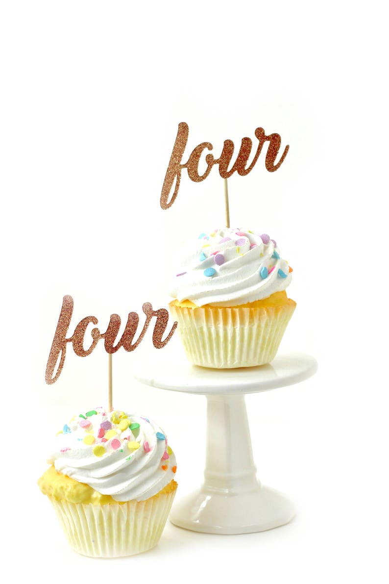 Number Four Toothpick Toppers Rose Gold Toothpick Topper - Etsy