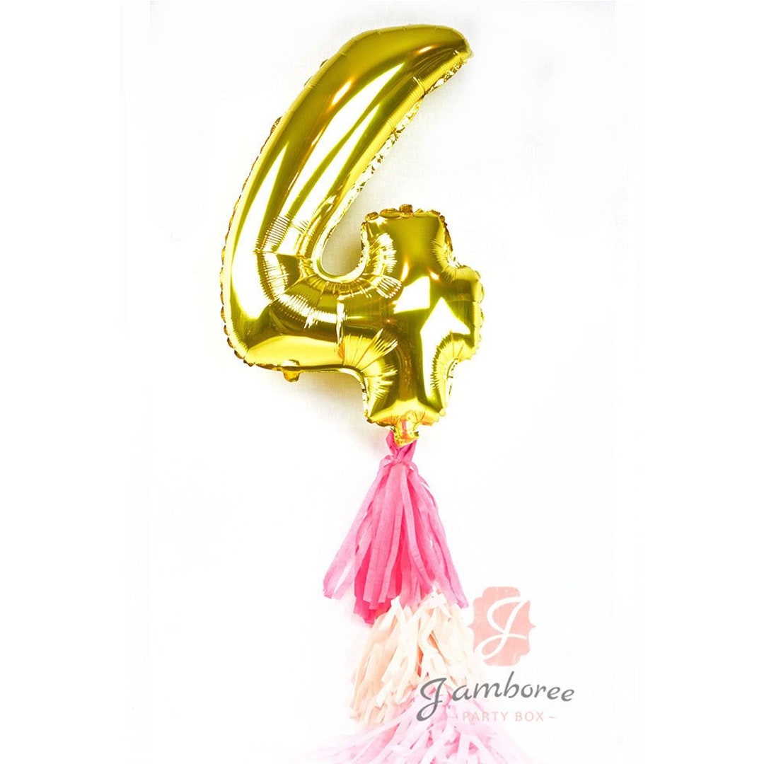 Large 40 Number 4 Balloon Gold 40 XL '4' Balloon, Graduation, Birthday ...